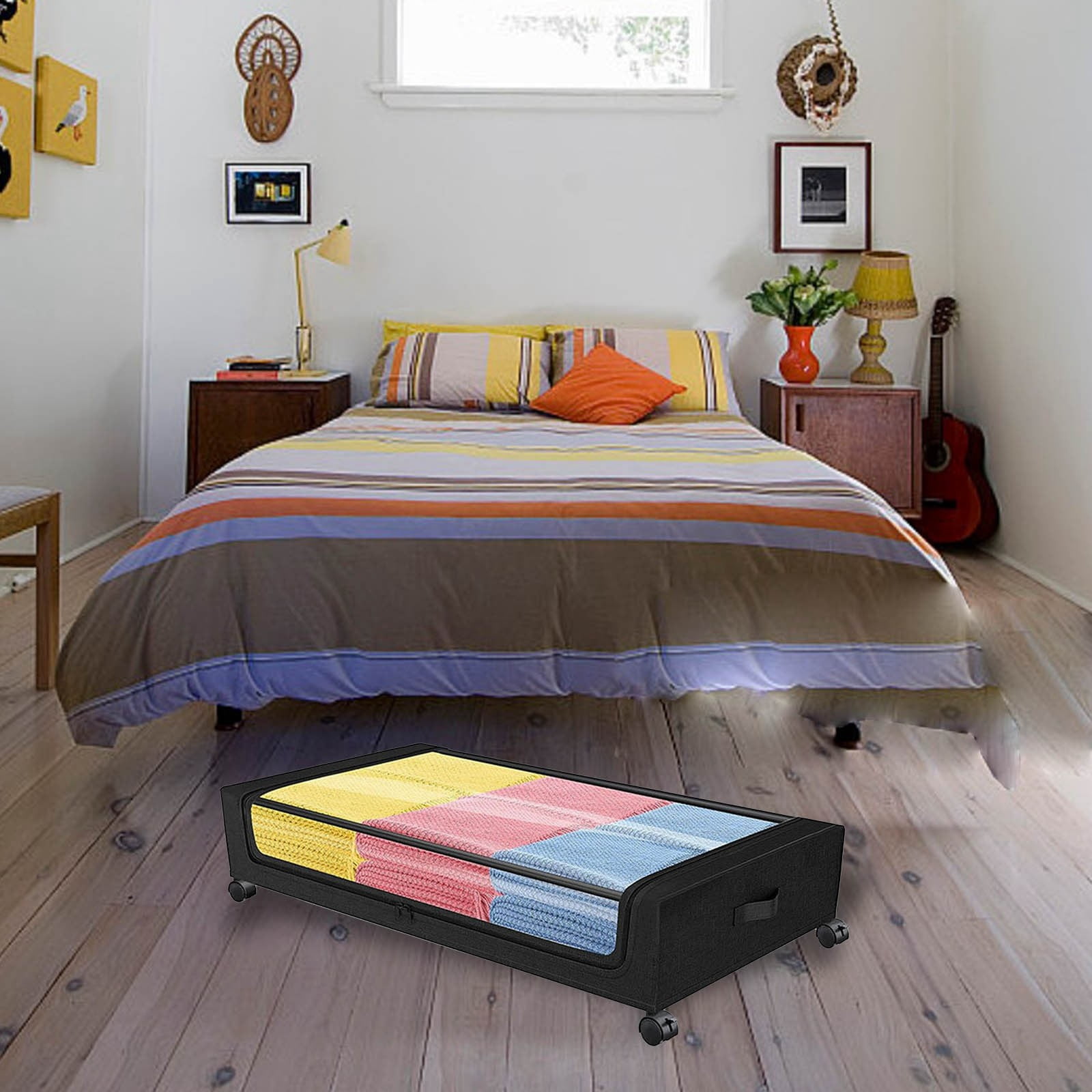 GARENAS Square Underbed Storage Rack Underbed Clothes Shoes Sheet Book ...