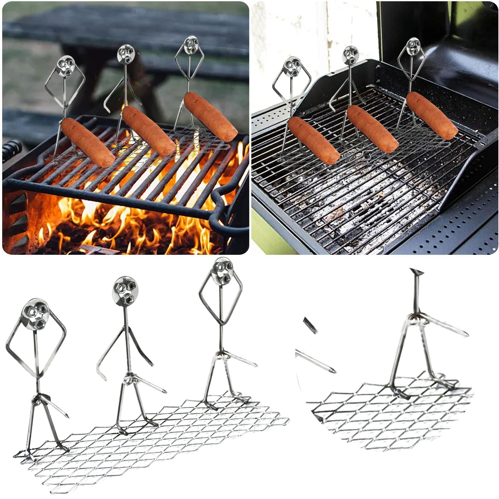 GARENAS Three Person Grill Metal Art Grill Hot Dog Cooker Three Screw ...