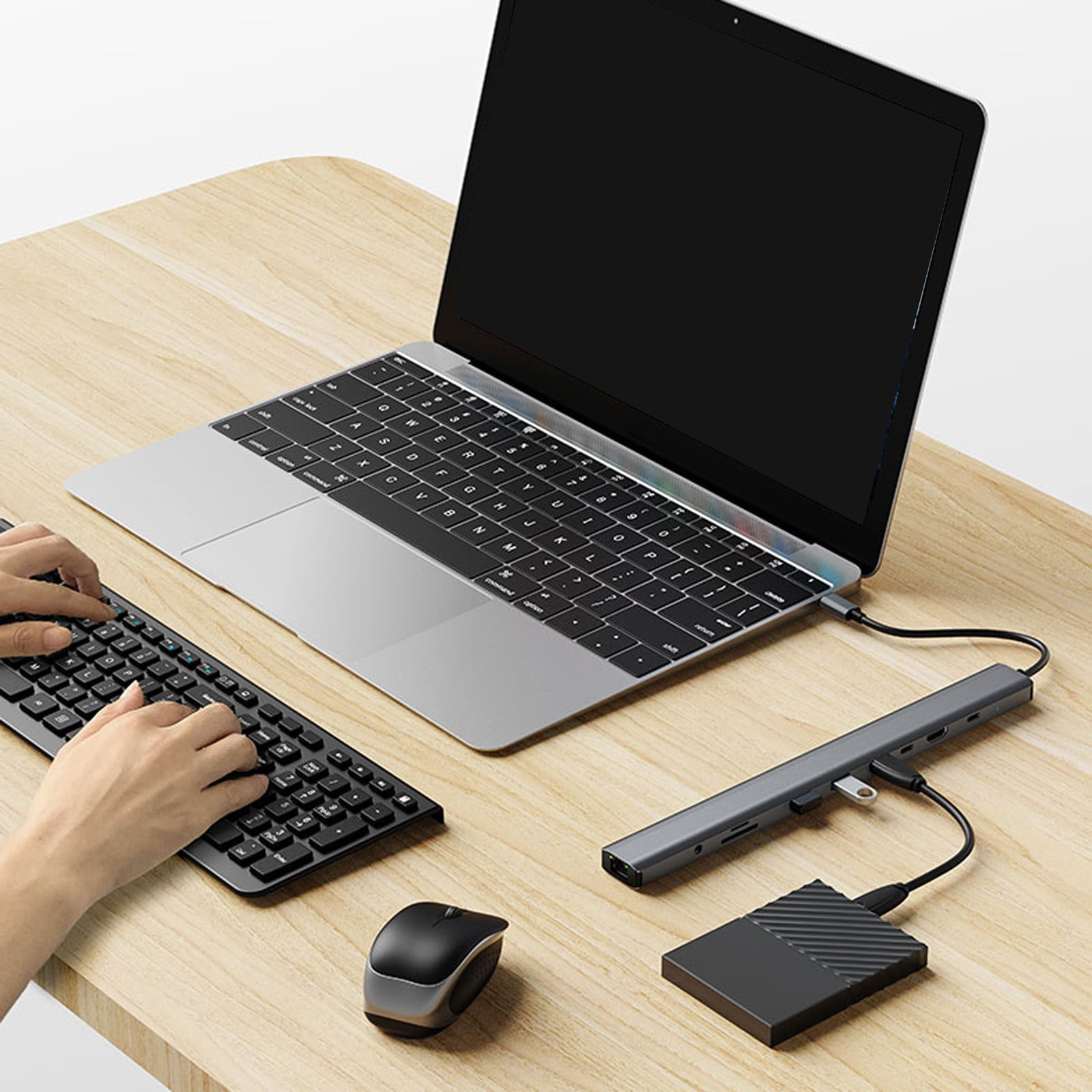 GARENAS USB C Laptop Docking Station Stand 10 in 1 Folding Tilt Stand ...