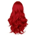 Garenas V Part Bob Wig Human Hair Red Womens Long Wavy Wig With Center Curl Natural Looking