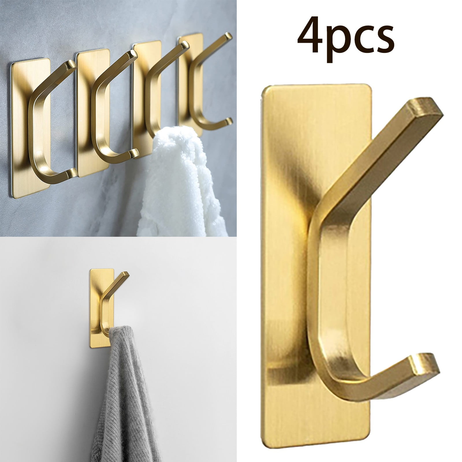 GARENAS Wall Hooks Brushed Gold Wall Hooks for Hanging Coat Hat Towel ...
