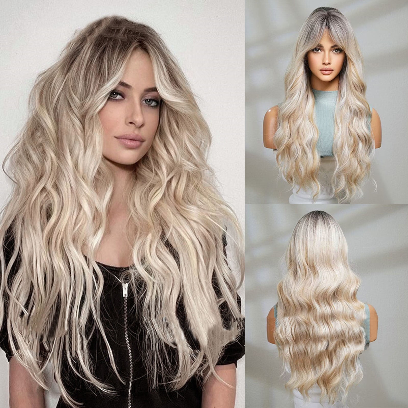 GARENAS Wig Cap Gradual Eight Figure Fringe Long Curly Hair Temperament ...