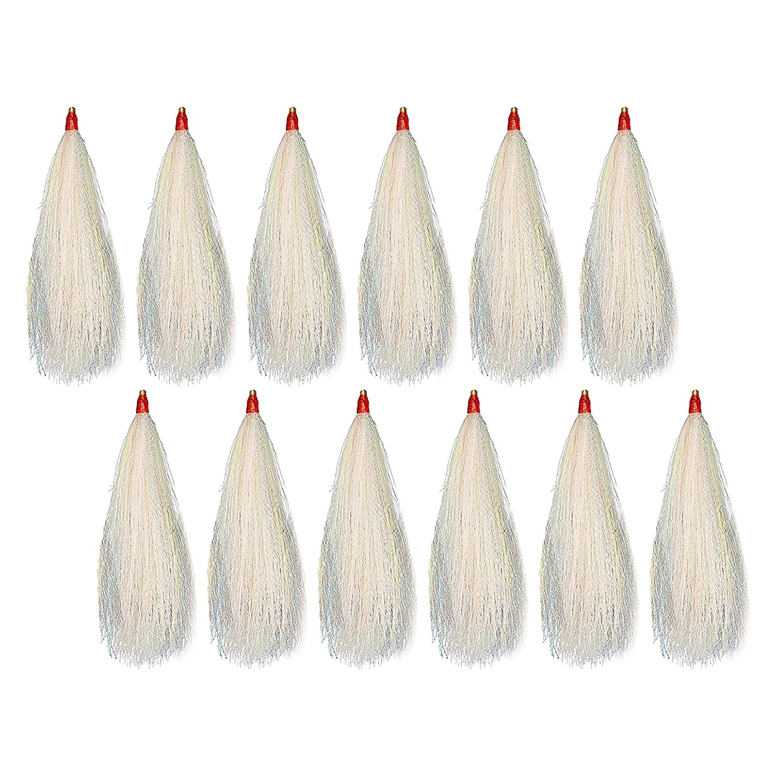 GARENDE 12 Pieces Fishing Bucktail Teasers for Seabass Slide Tube Rig ...