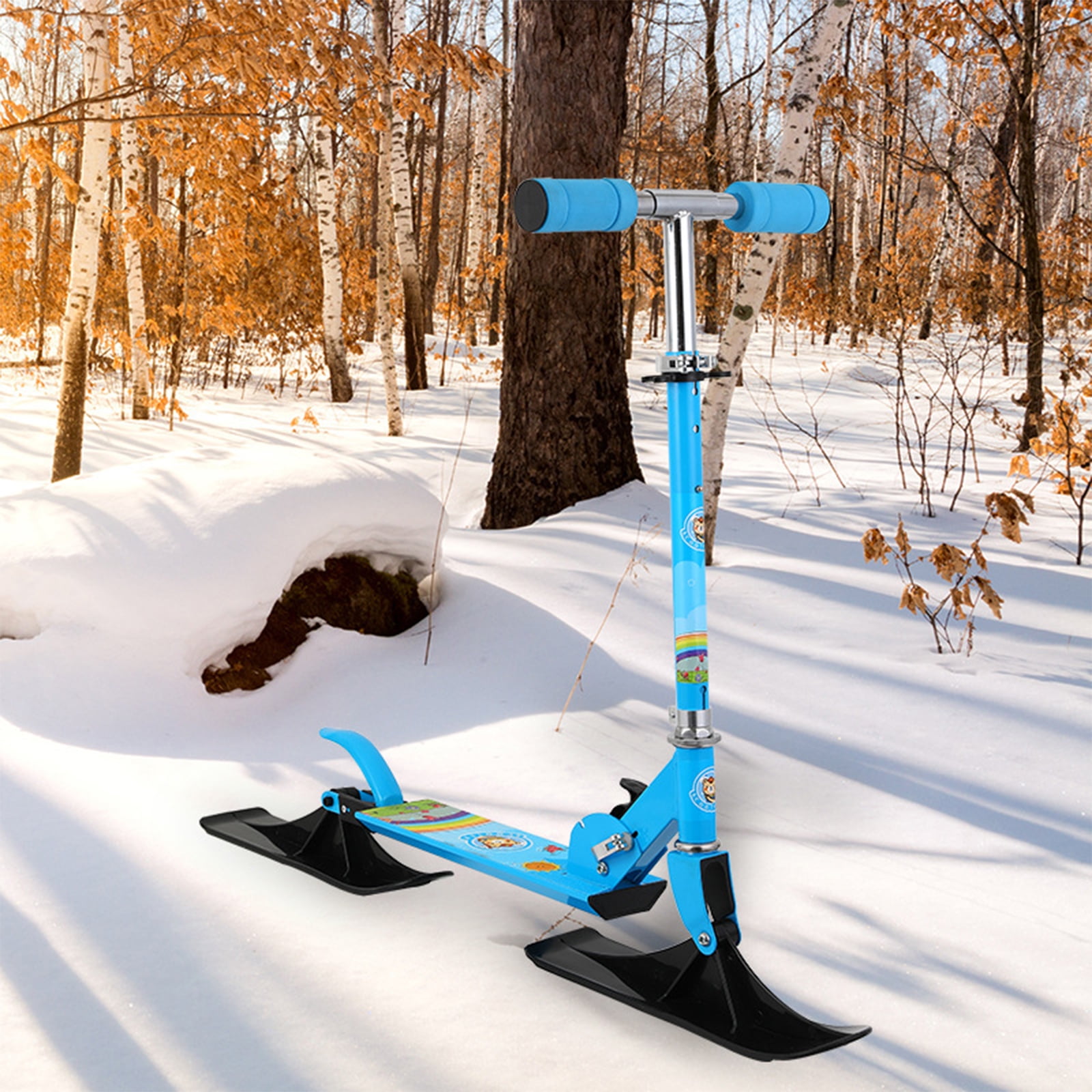 GARENDE Kids Snow Scooter Portable Conversion Adjustable Height Ski ...