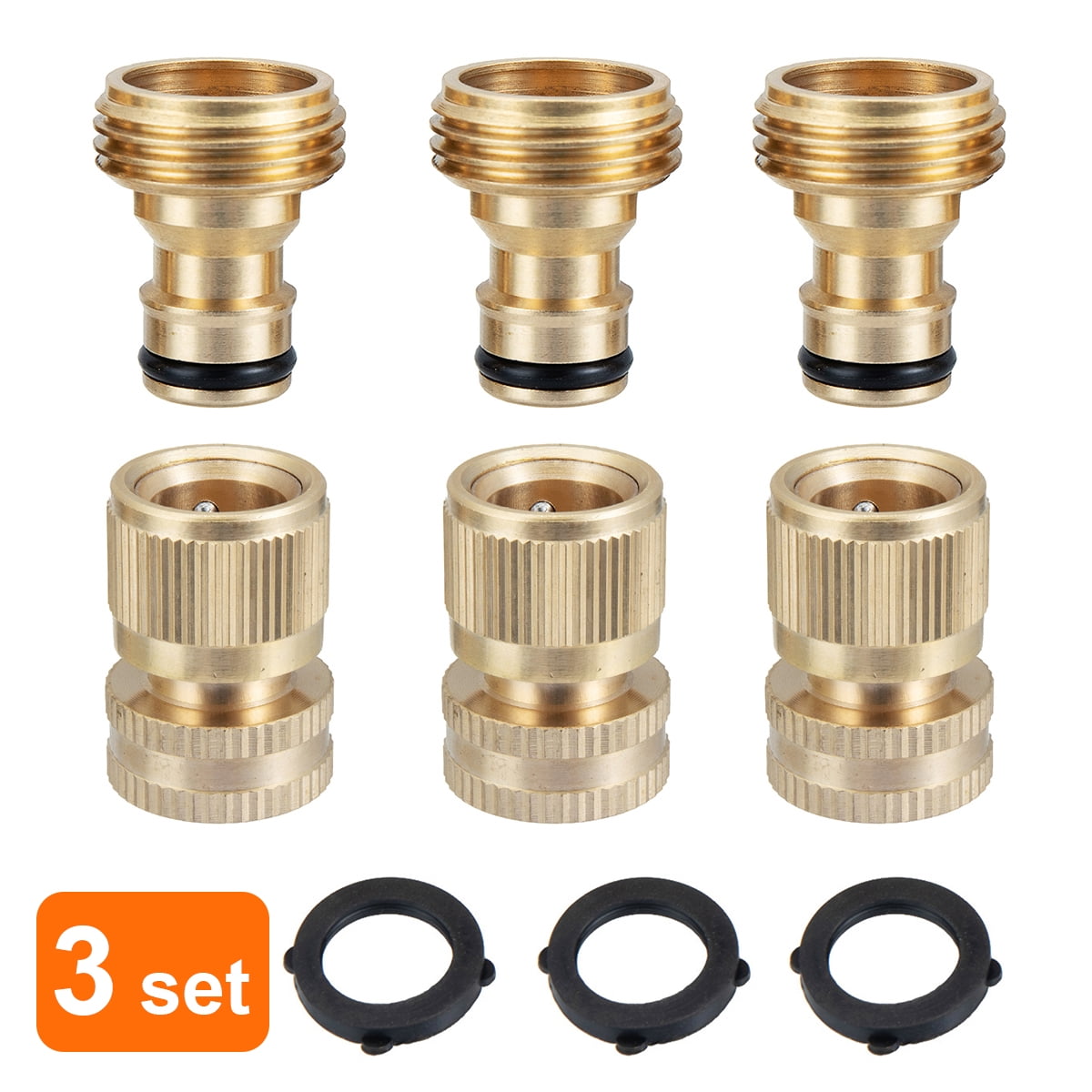 GARFANS Garden Hose Quick Connect,3/4 inch GHT Solid Brass Water Hose ...