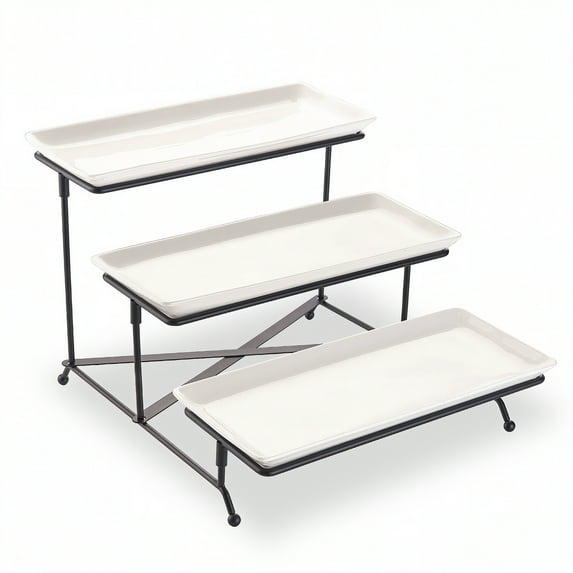 GARITIN 12 inch 3 Tier Serving Trays for Party, Porcelain Serving ...