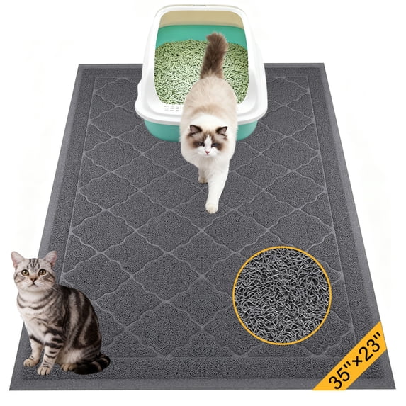 GARITIN Cat Litter Mat 35'' x 23'', Cat Mat for Litter Box Non-Slip ...