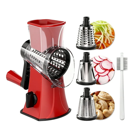 CISILOV Rotary Cheese Grater with 3 Interchangeable Blades, Hand Crank ...
