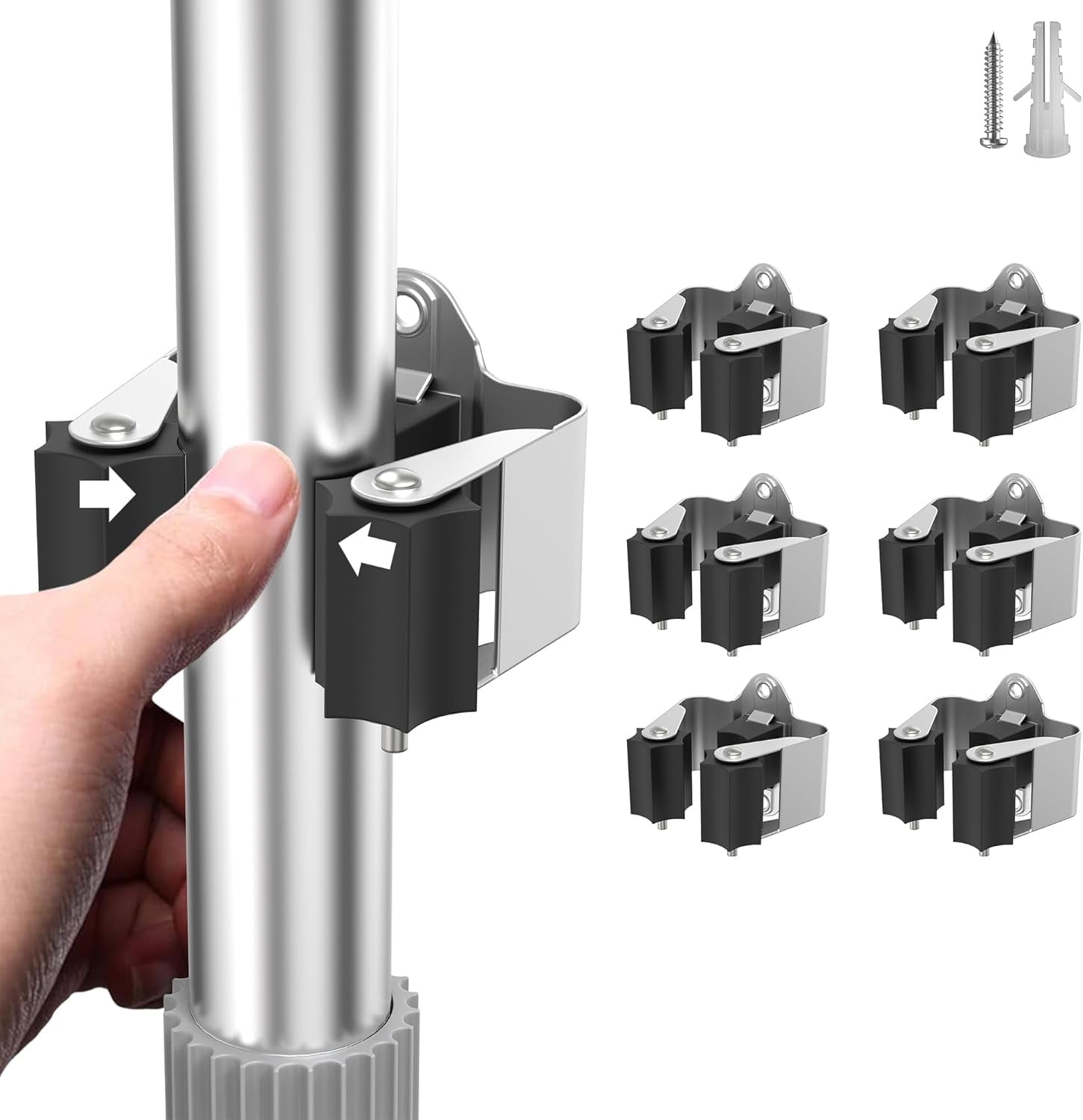 GARLWOLEX Broom Holder Wall Mount - 6 Pack Heavy Duty Broom Hooks Bulk ...