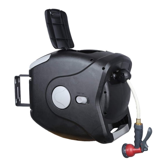 Gartenkraft Retractable Plastic Hose Reel, Automatic Rewind, 75 ft, Off ...