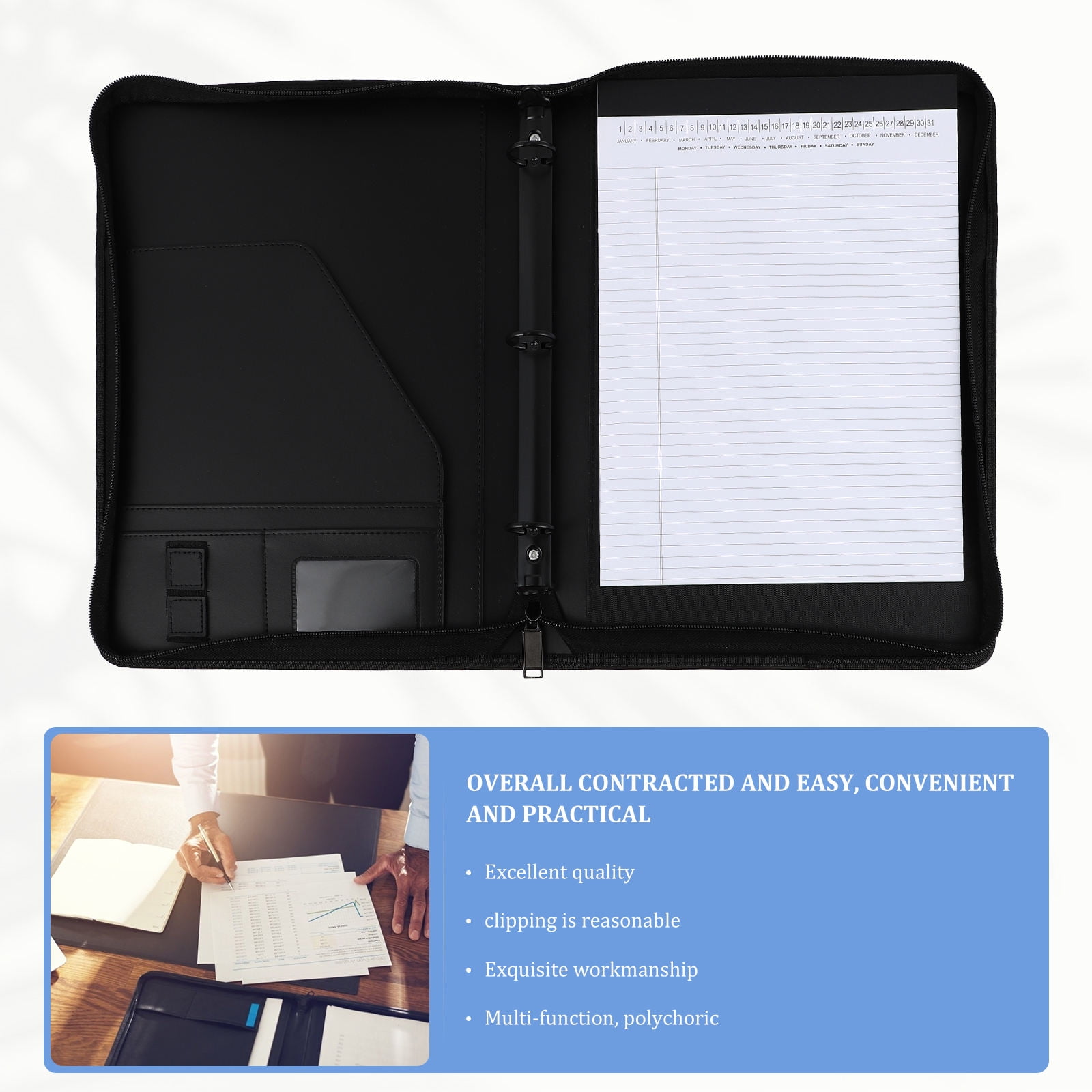GARVALON 1Pack Business Style Black Pu Document Organiser for Office ...