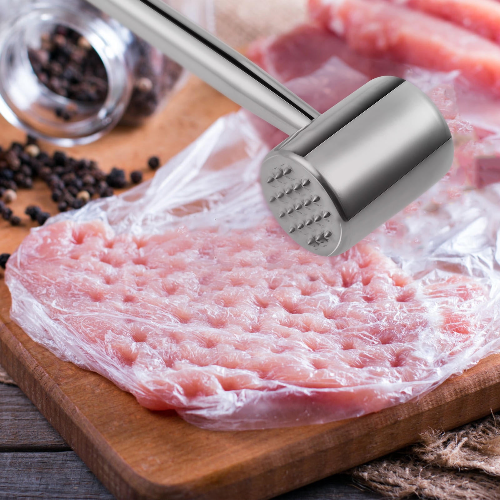 GARVALON 1Pcs Mallet Hammer Stainless Steel Meat Tenderizer Tool for ...