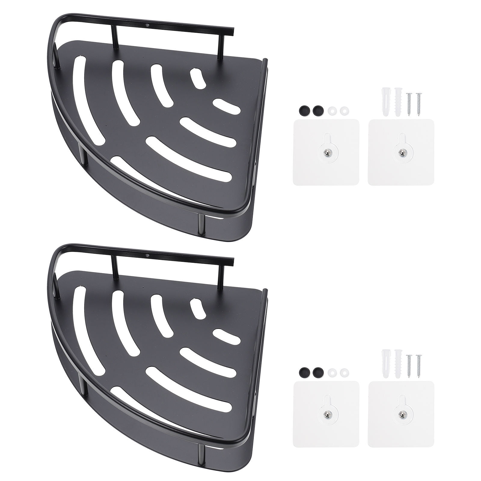 GARVALON 2Pack Triangle Black Aluminum Bathroom Storage Rack Shower ...