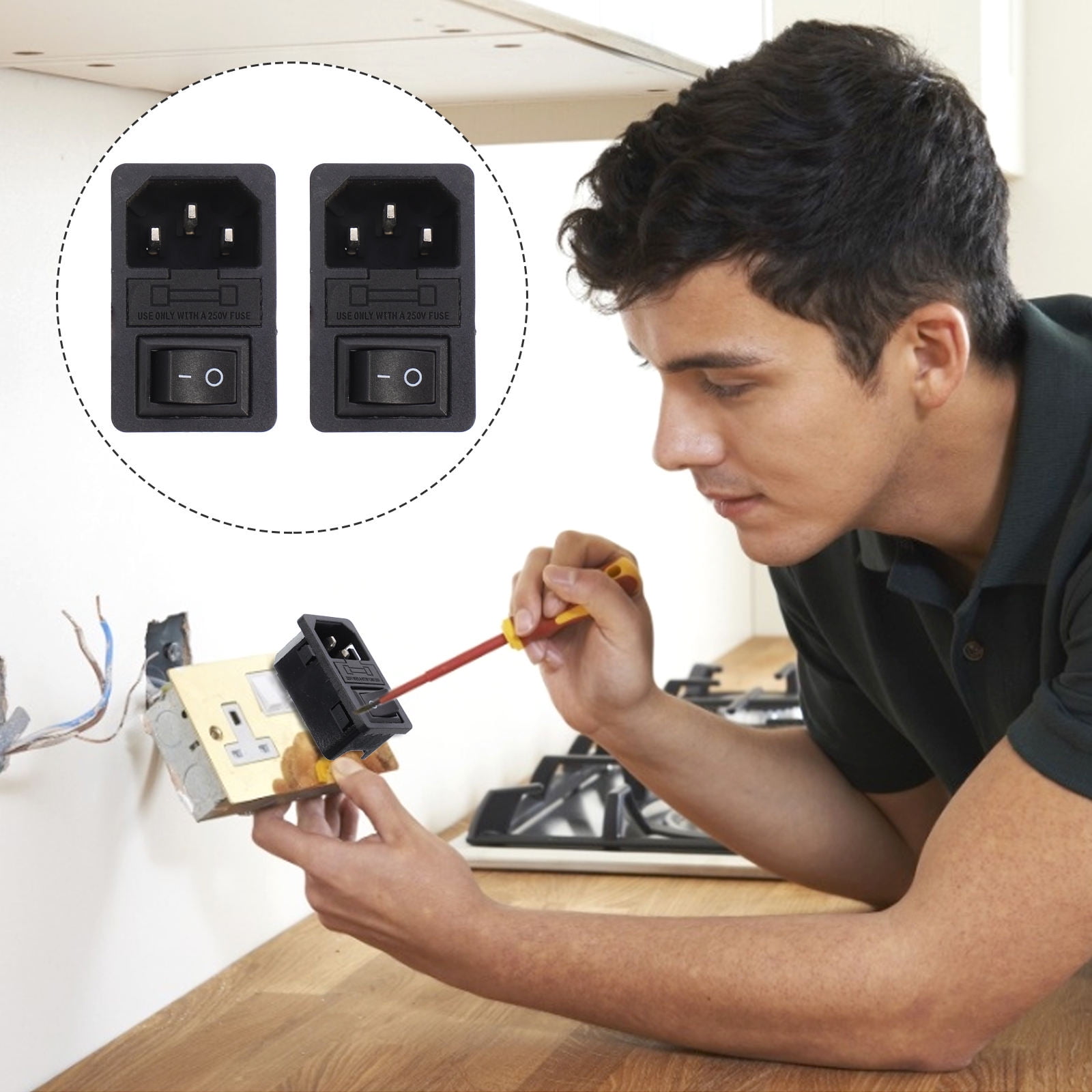 GARVALON Power Sockets Black Nylon 2Pack 2.1X1.3X1.1In - Walmart.com