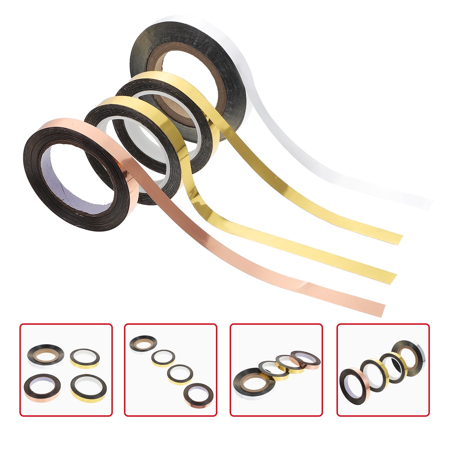 GARVALON 4 Rolls Adhesive Mirror Tape for Event Planners in Gold Silver ...