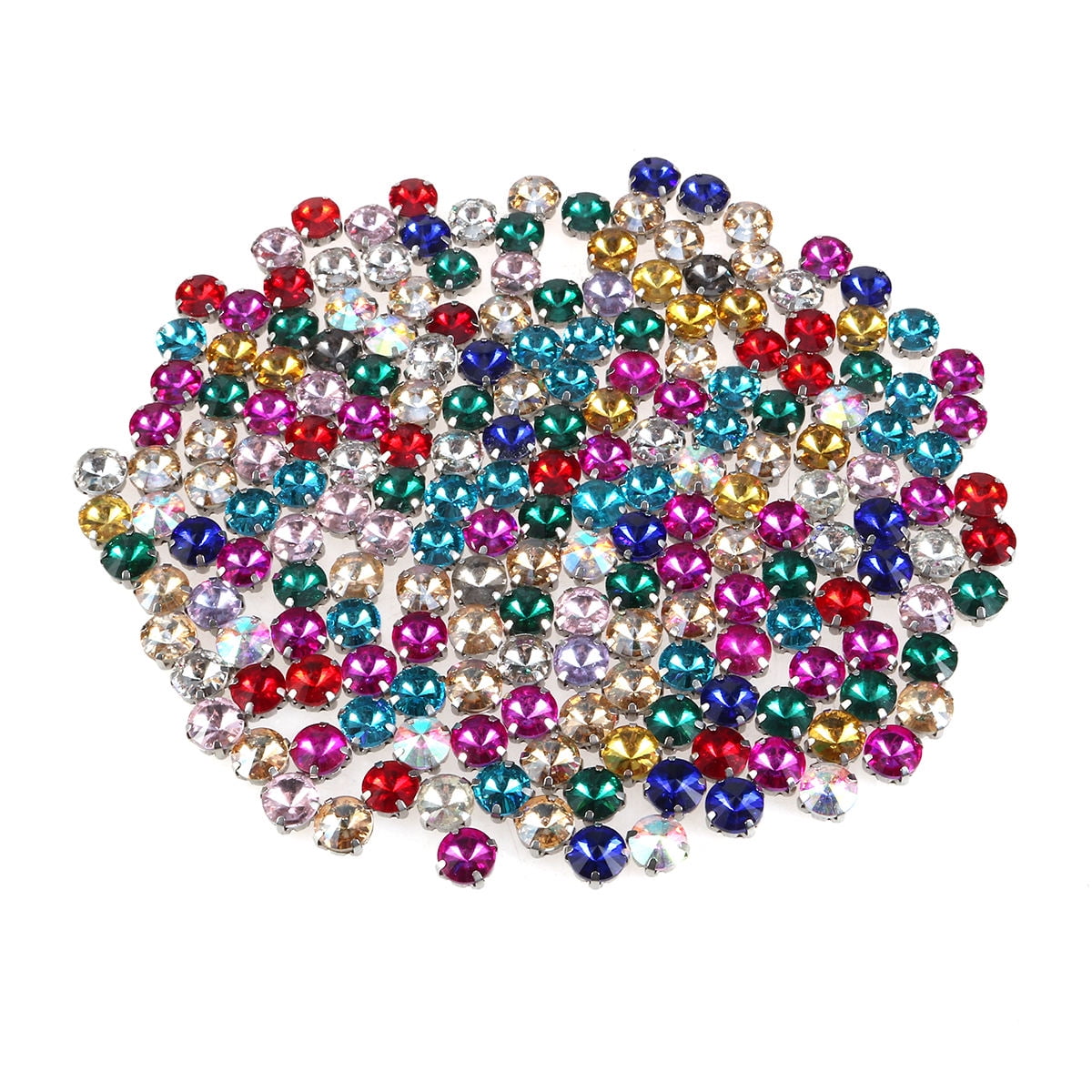 GARVALON 8Mm Four Claws Round Glass Rhinestones for Textiles 200Pcs Diy Claw Drill Assorted ...