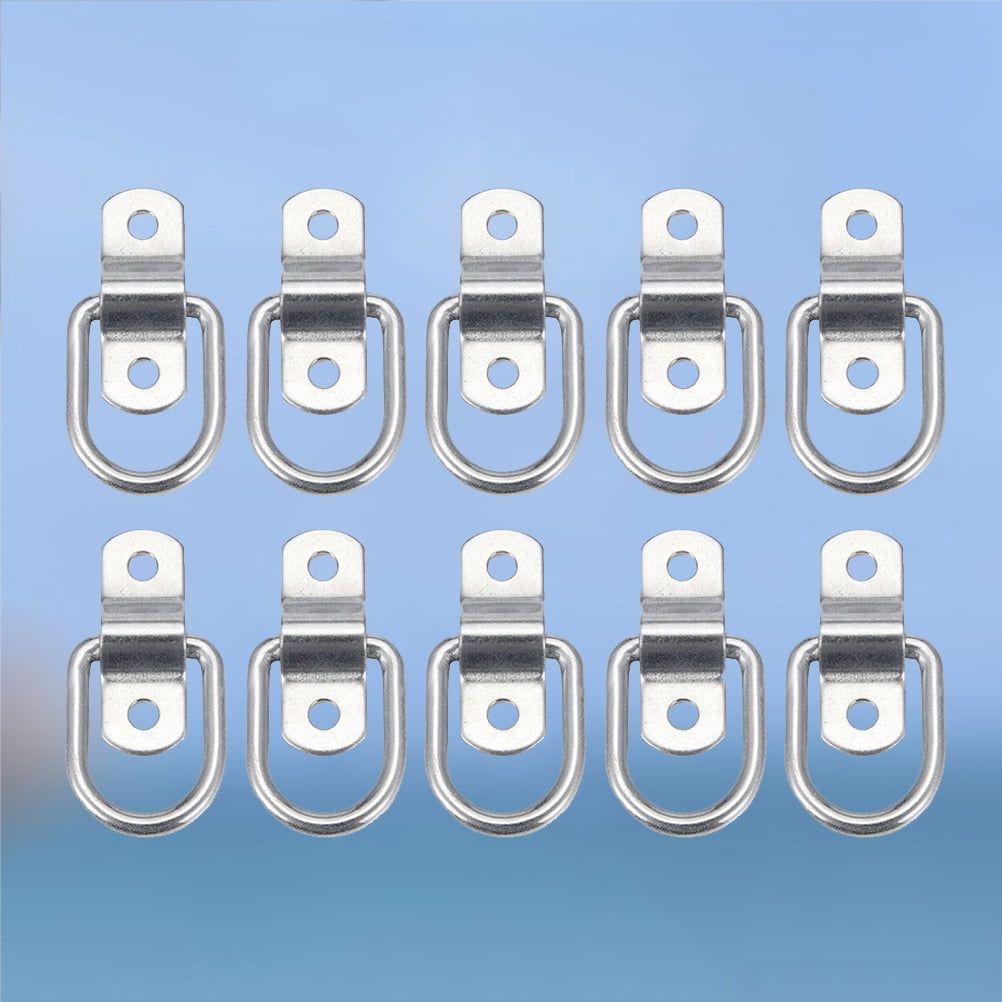 GARVALON 8Pcs 304 Stainless Steel D-Type Pull Ring for Trailer Surface Mount Heavy Duty Tie Down ...