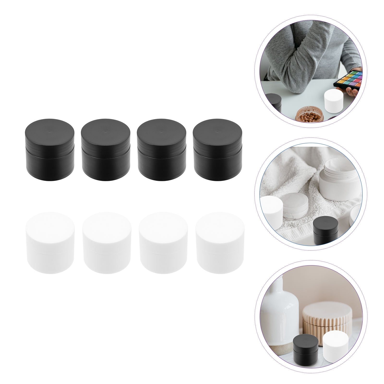 GARVALON 8Set Facial Cream Jars Small Storage Boxes with Lids Airtight ...