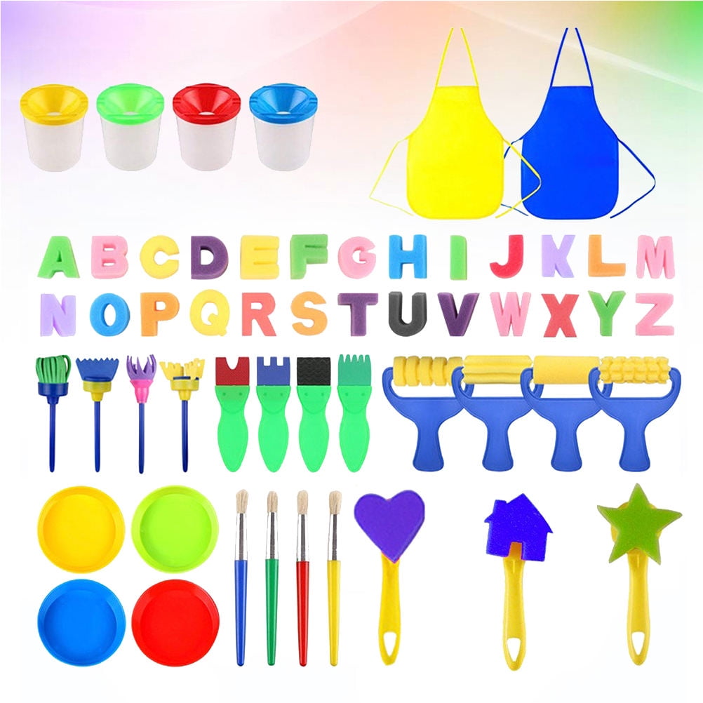 GARVALON Art Painting Tool 55Pcs Childrens Paint Sponges Assorted Color ...