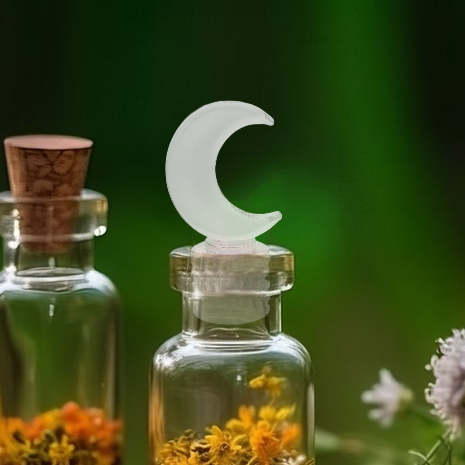 GARVALON Glass Bottle Stopper 5Pcs Clear Plastic Moon Shaped For ...