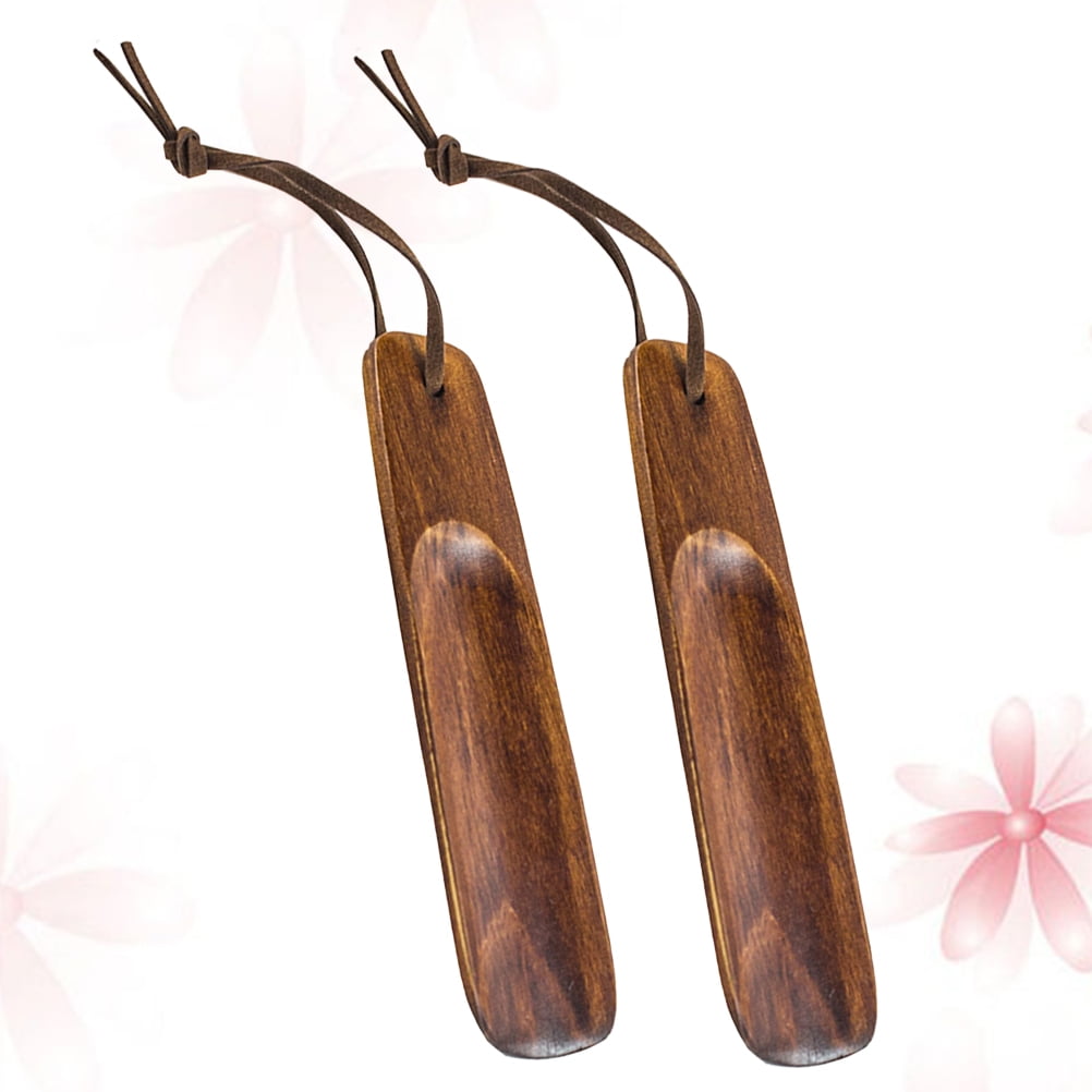 GARVALON Handled Shoe Horn 2Set Solid Wood Shoe Puller Simple and ...