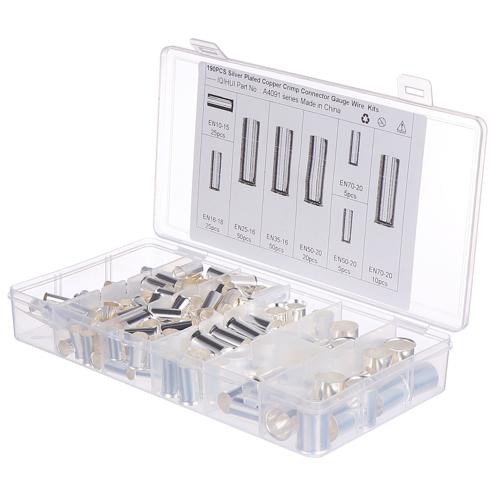 GARVALON Wire Copper Crimp Fitting Ferrules 190 Pcs Insulation Flare ...