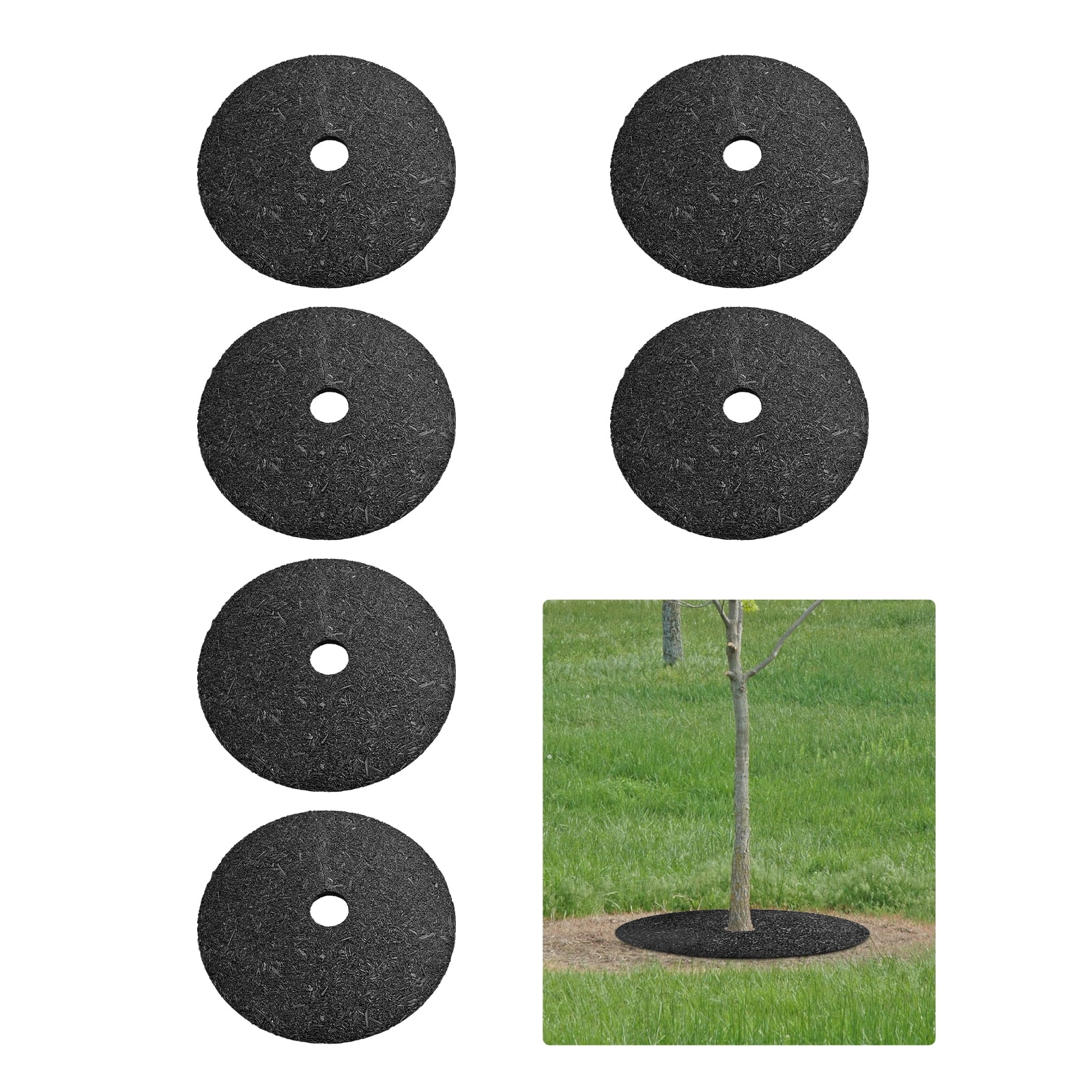 GARVEE 20 Inch Rubber Tree Mulch Ring,6 Pack Tree Mulch Mat Tree Weed ...