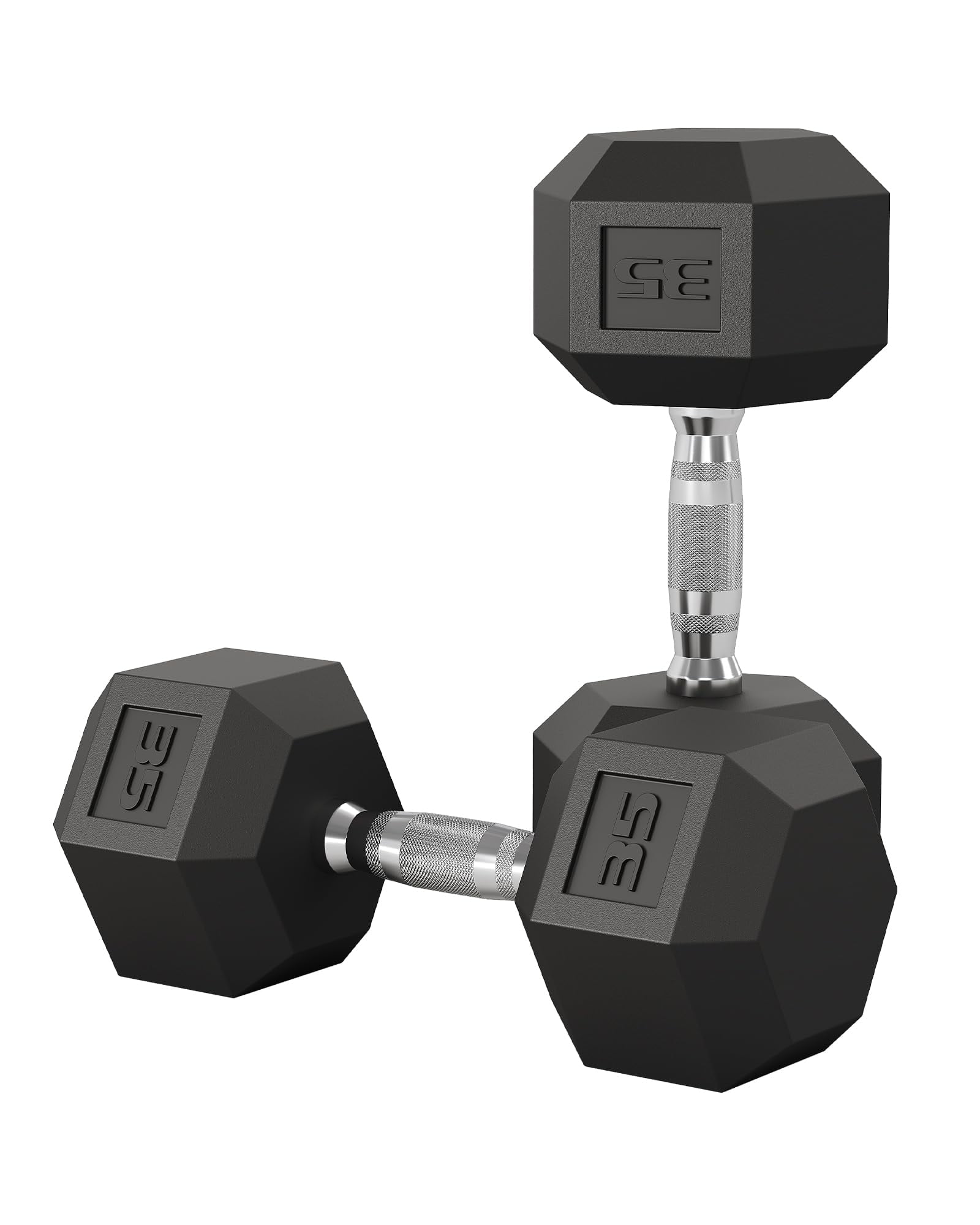GARVEE 2Pcs 35lbs Hex Dumbbells with Cast Iron Core,Rubber Encased ...