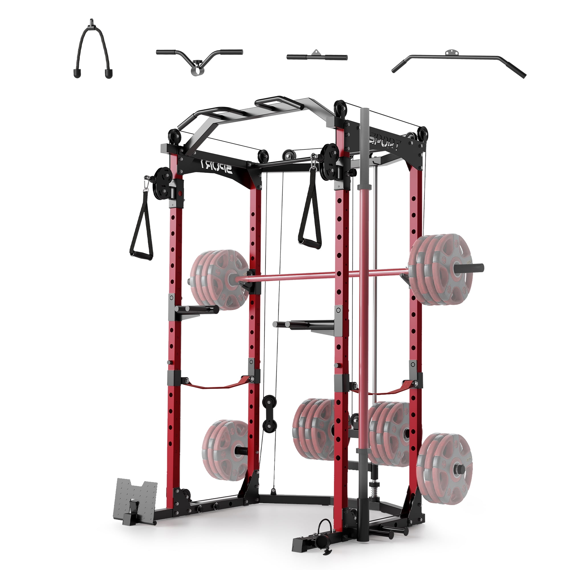 GARVEE Full Power Rack Cage with 1600 lbs Weight Rack, Dip Bars, and ...