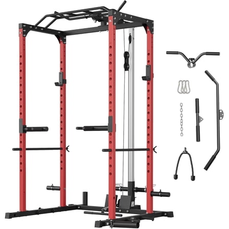 Vanswe Power Cage with LAT Pulldown Attachment, 1200-Pound Power Rack ...