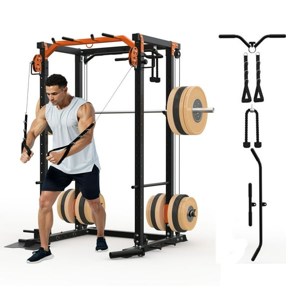 GARVEE Multi-Functional Squat Rack with LAT Pulldown System Exercise ...