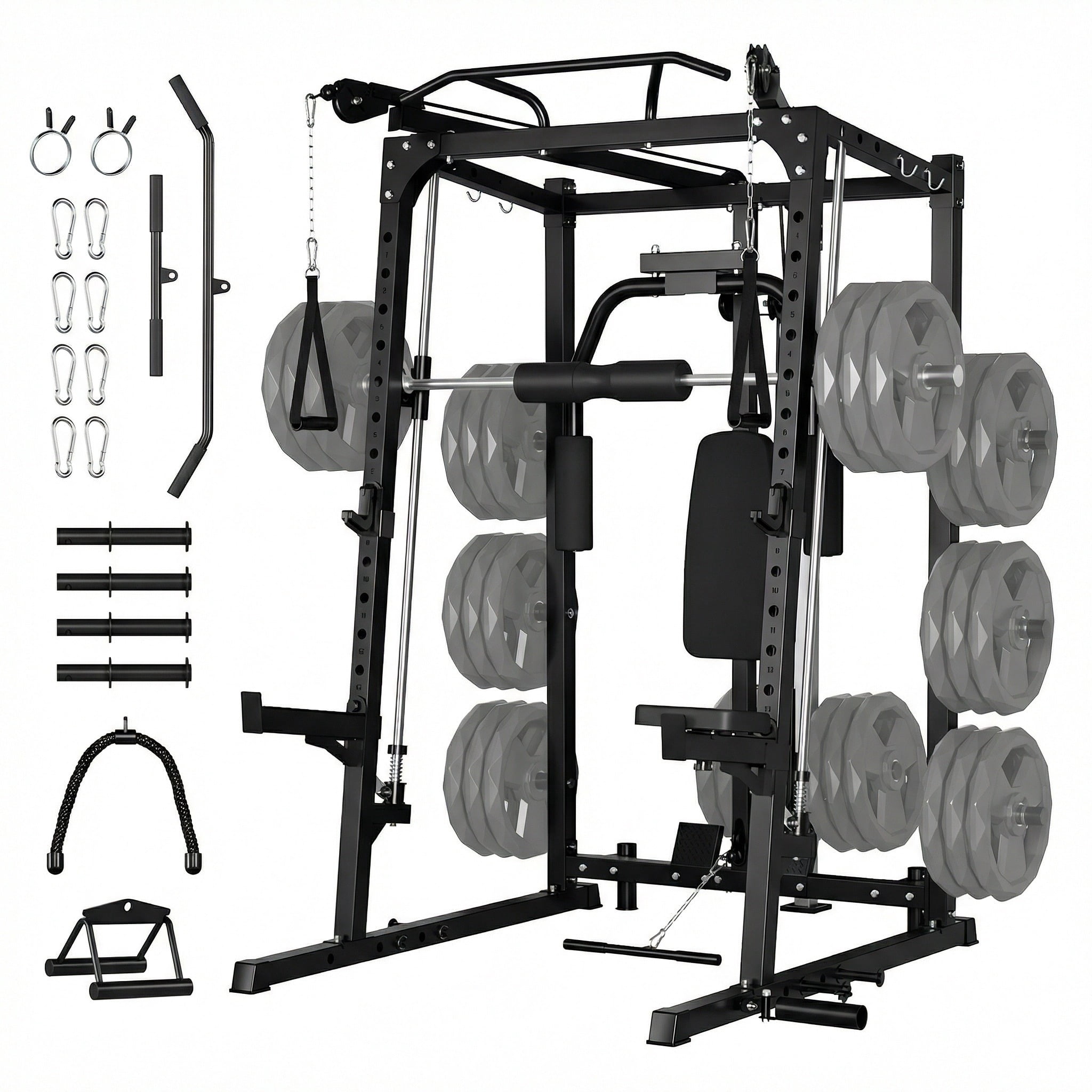 GARVEE Smith Machine Home Gym,2000 lbs Multi-Function Power Cage Cable ...