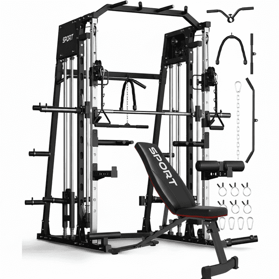 Mikolo Compact 7-IN-1 Smith Machine, 1000LBS Squat Equipment, Home Gym ...