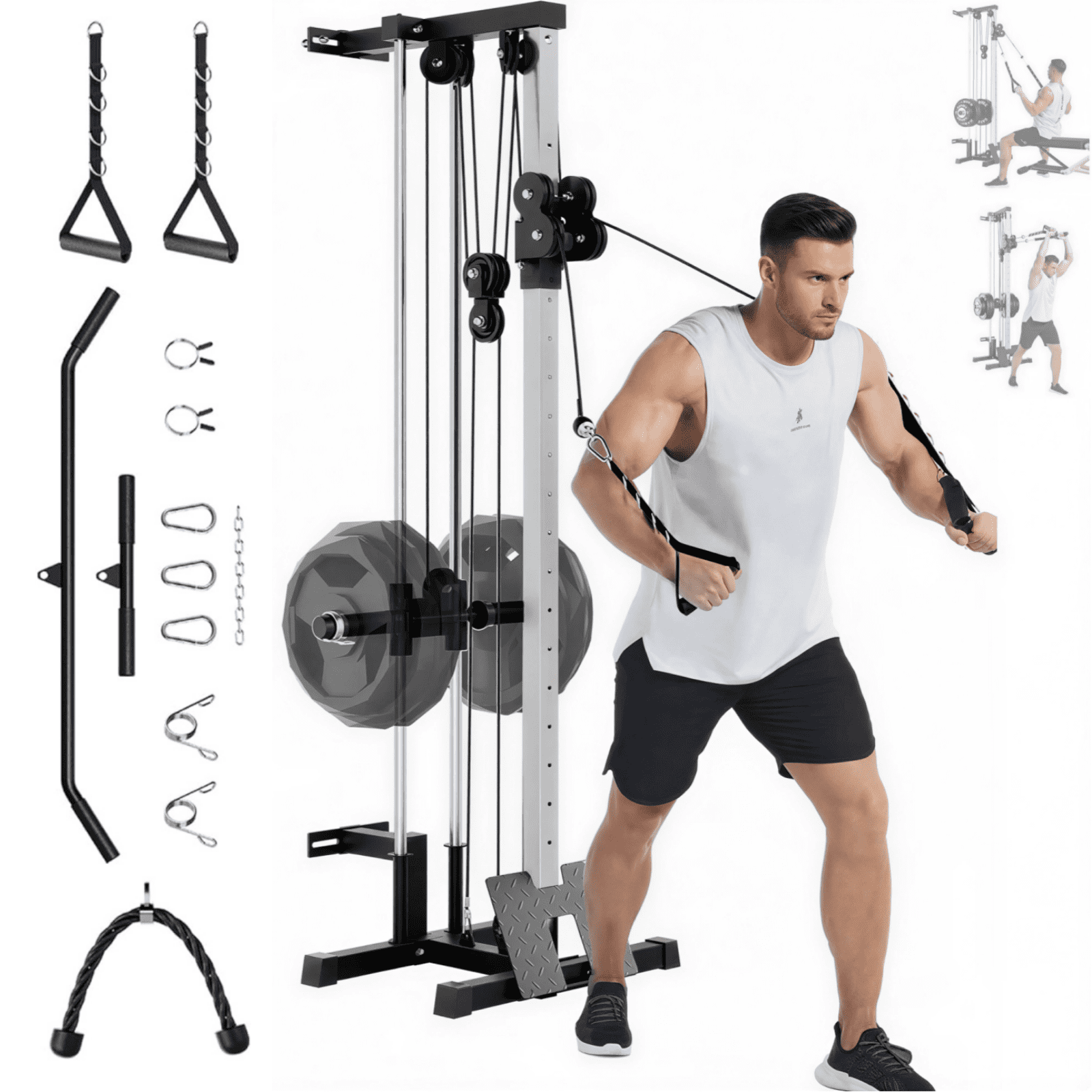 GARVEE Wall Mount Cable Machine,LAT Pulldown Cable Crossover Station ...