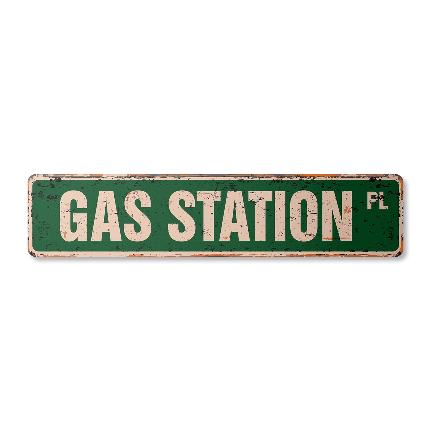 GAS STATION Vintage Plastic Street Sign snacks gas beverage cigarettes ...