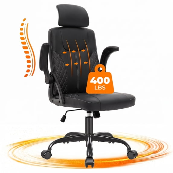 GASEE Leather Office Chair, Big and Tall Office Chair 400LBS Wide Seat ...