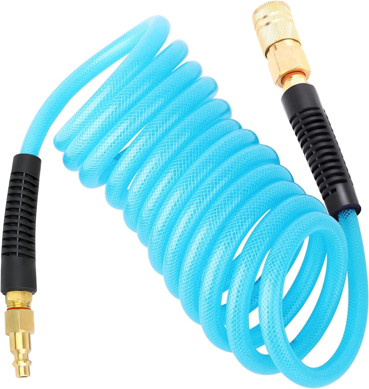 GASHER 1/4" x 10FT Reinforced Polyurethane Recoil Air Hose with Bend ...