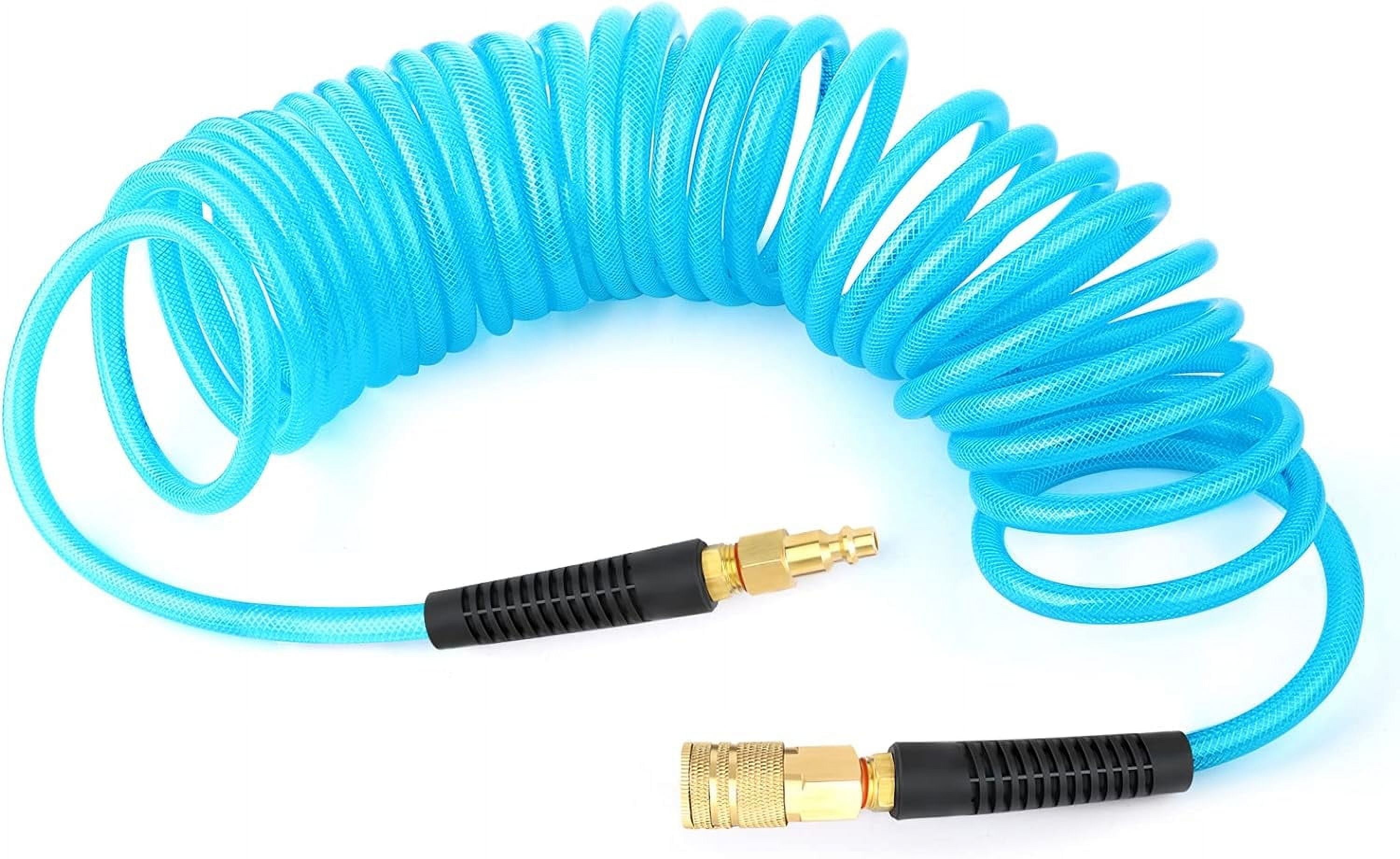 GASHER 1/4" x 25FT Reinforced Polyurethane Recoil Air Hose with Bend ...