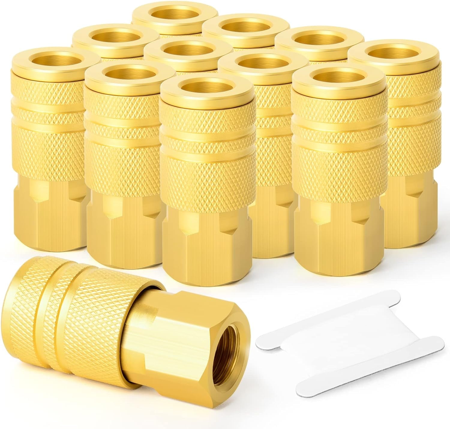 GASHER 12PCS 1/4-Inch Brass Female Industrial Coupler,1/4 Inch NPT ...