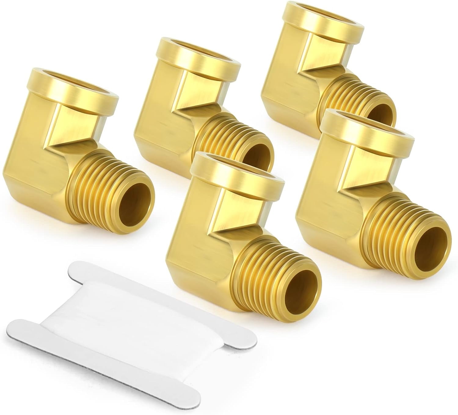 GASHER 5pcs 90 Degree Barstock Street Elbow, 1/2 Inch NPT Male Pipe to 1/2 Inch NPT Female Brass ...