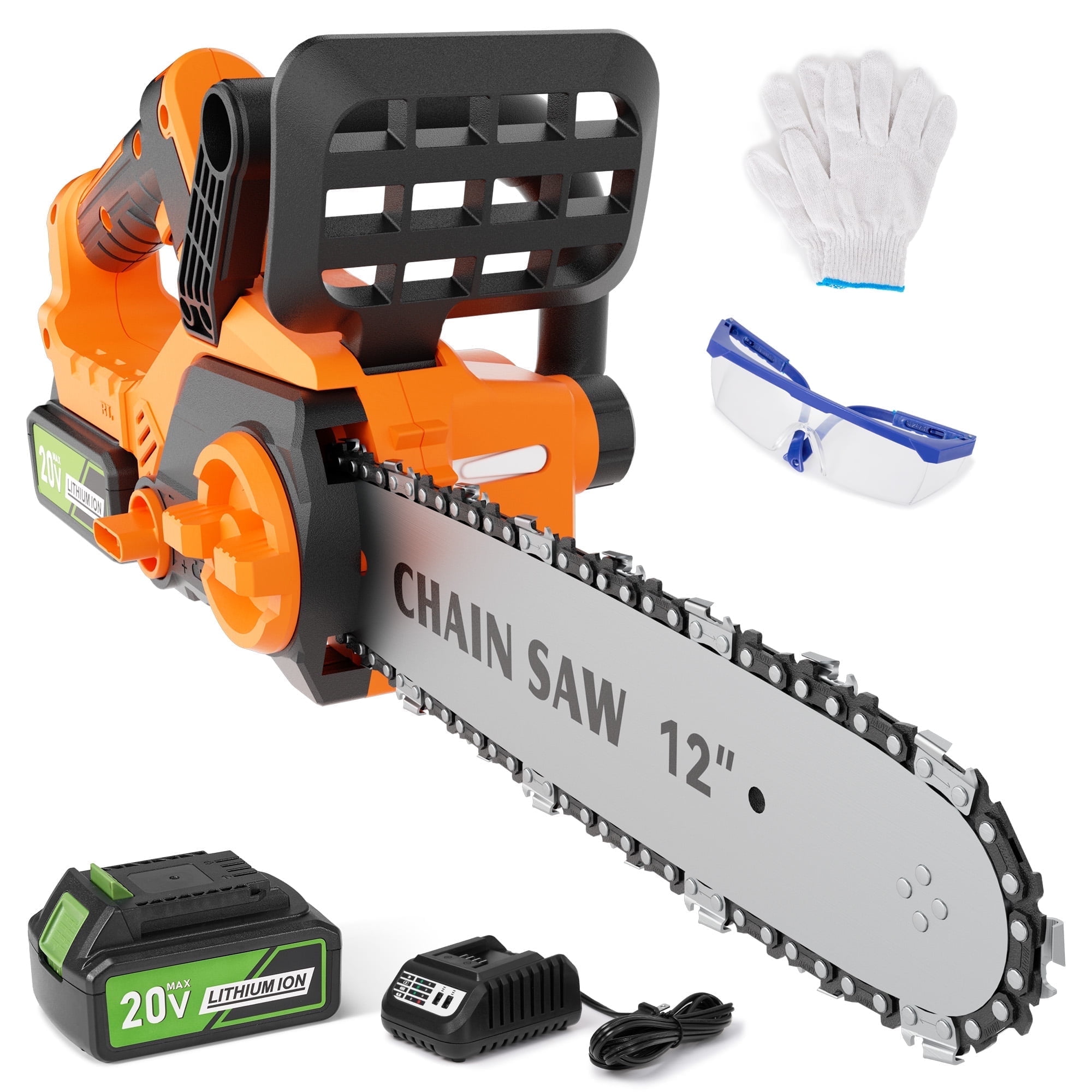 GASKY 20V 12 Inch Cordless Chainsaw,Brushless Electric Chainsaw with ...