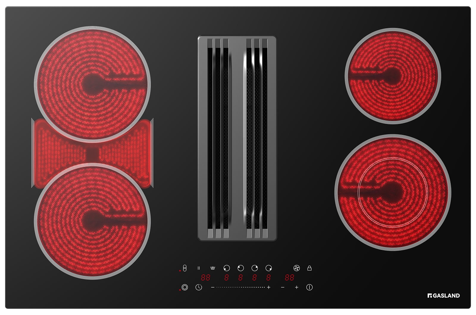 GASLAND Electric Cooktop with Downdraft Vent 31.5 Inch, 4 Burners Glass ...