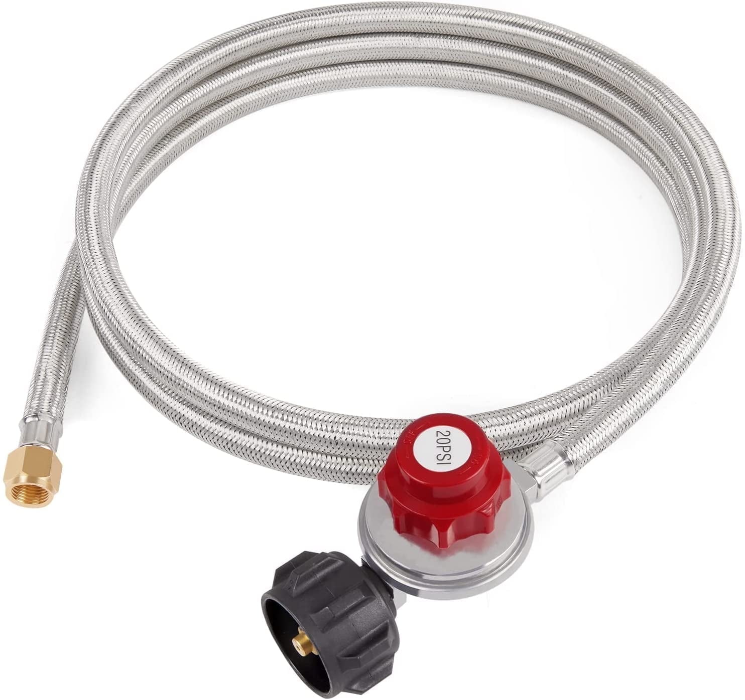 8ft Propane Gas Hose with Tank Connector, 0-20 PSI Adjustable LP Gas ...