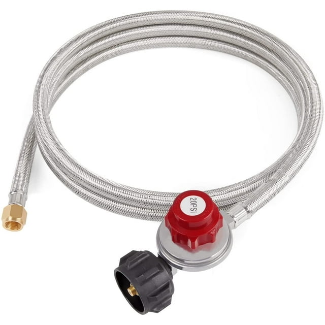 8ft Propane Gas Hose with Tank Connector, 0-20 PSI Adjustable LP Gas ...