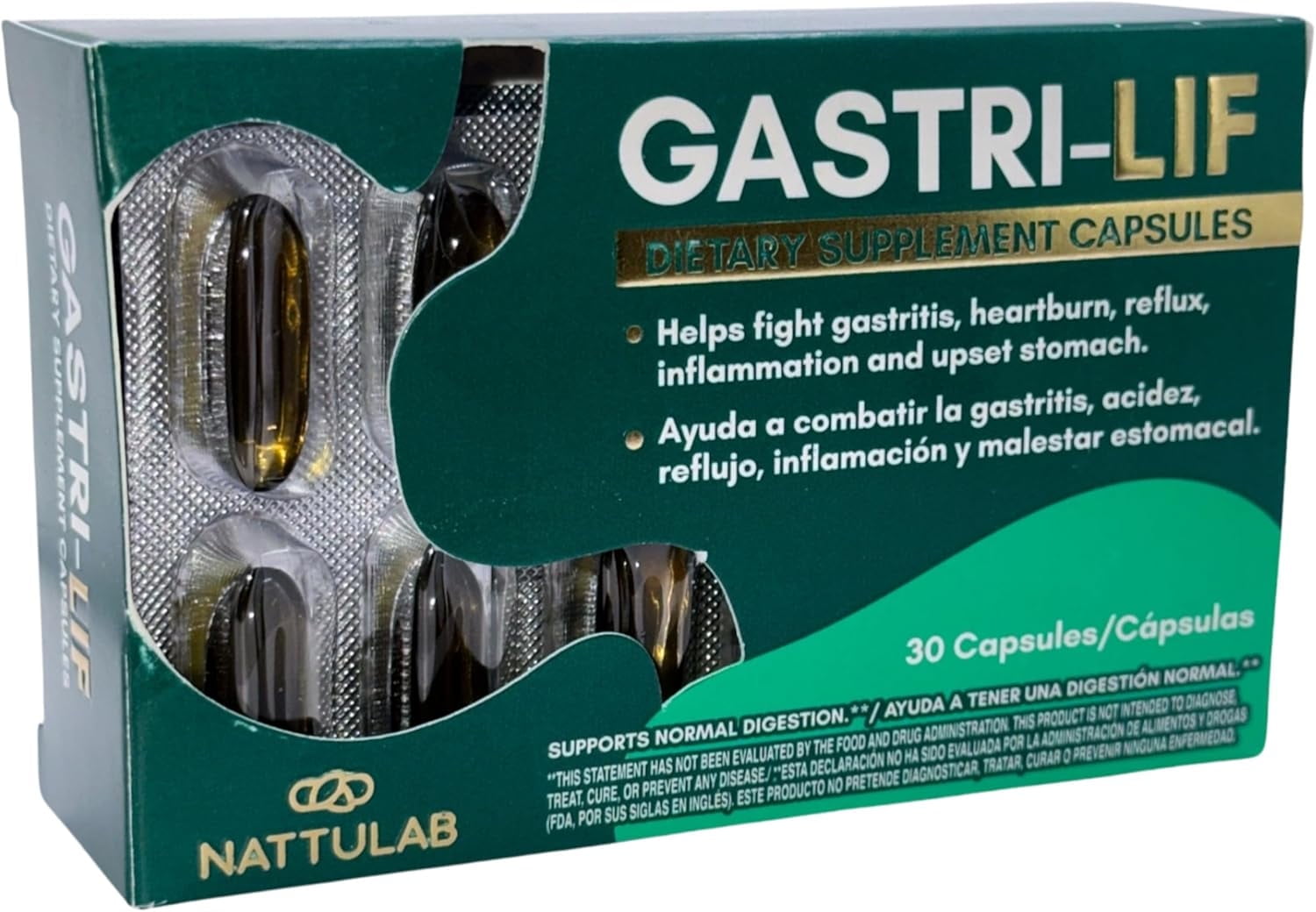 GASTRI-LIF 30 Capsules Dietary Supplement Herbal Blend with Natural ...