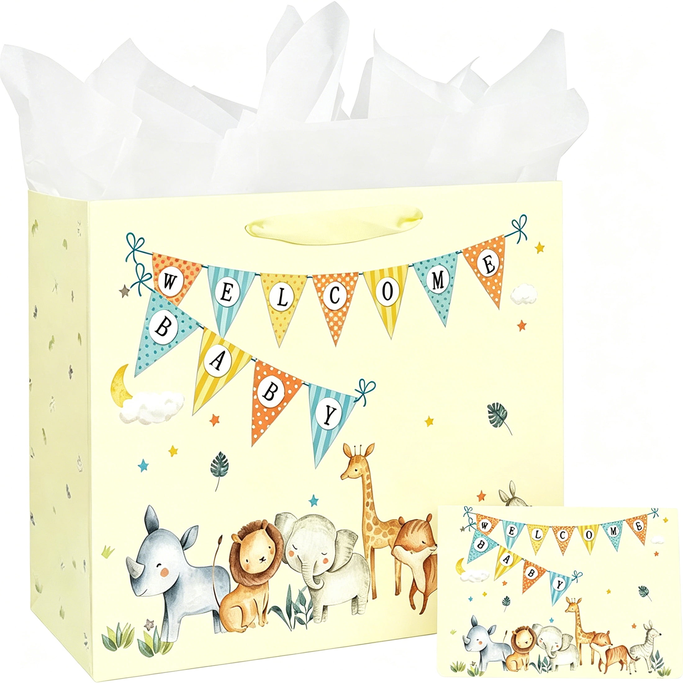 GASTROPOD 13"Large Baby Boy Girl Gift Bag for Baby Shower with Tissue ...