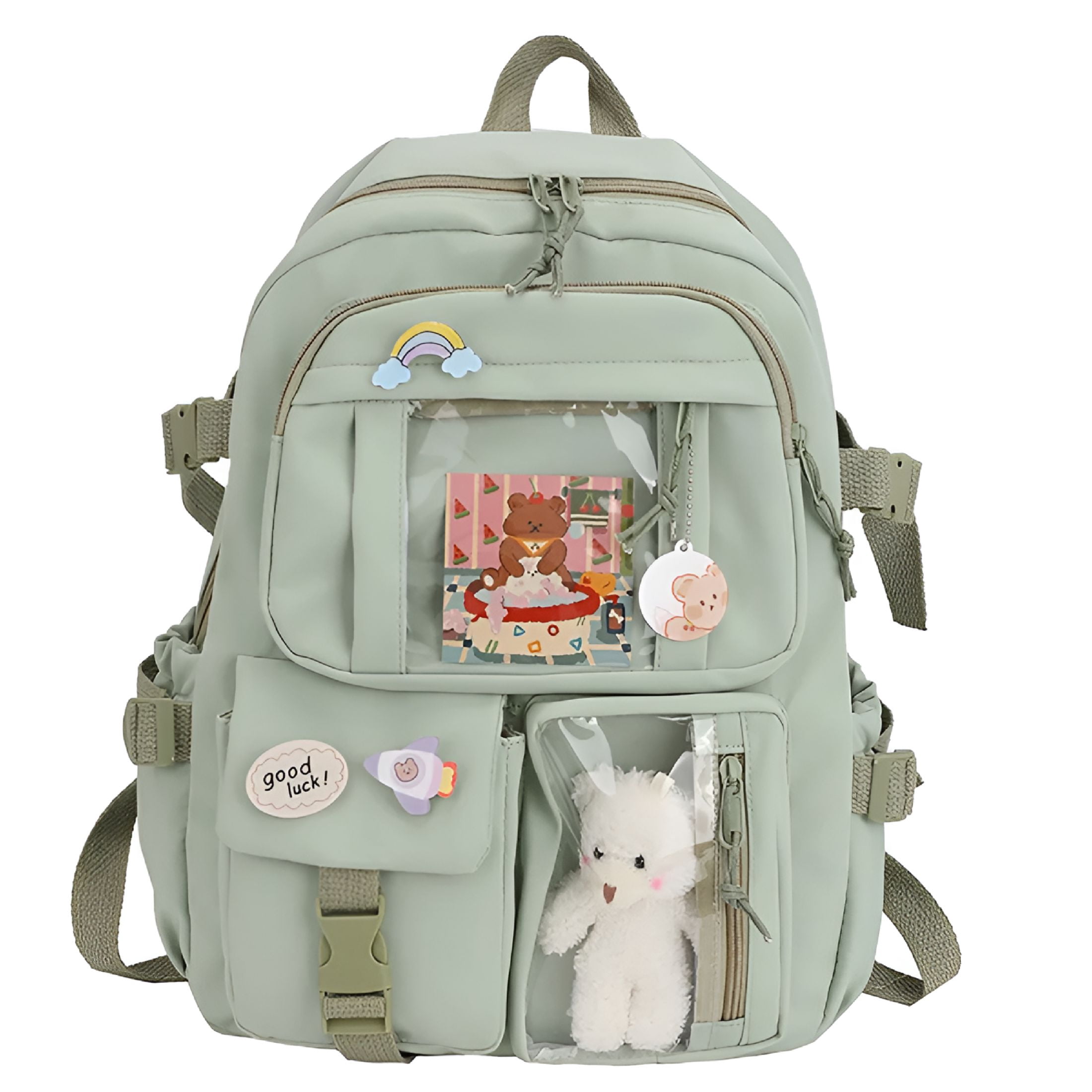 GASTROPOD 2026 New Cute Women Backpack Preppy Multi-Pocket Nylon ...