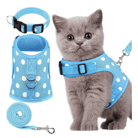 GASTROPOD 3Pcs Cat Harness Polyester Material Adjustable Leash ...