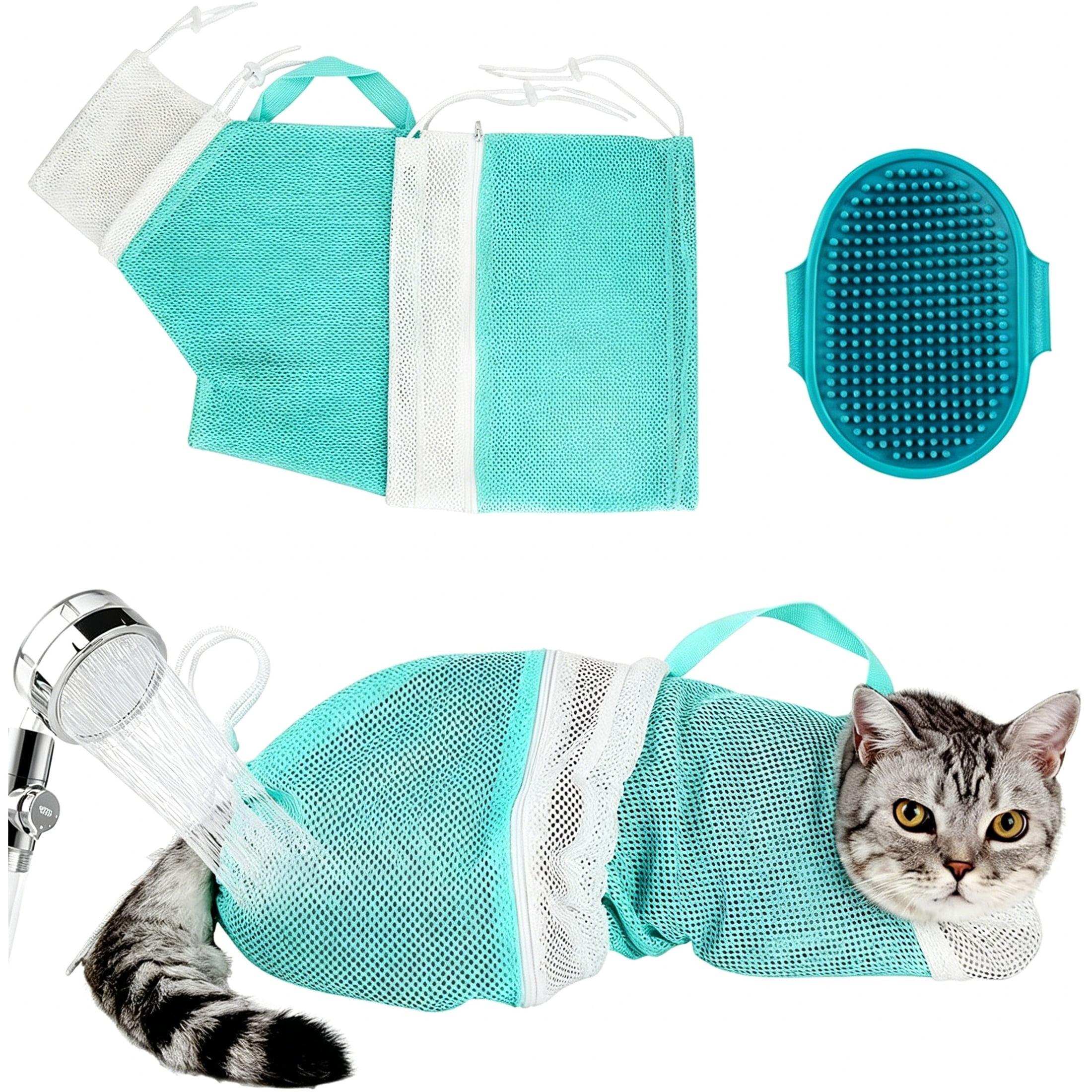 GASTROPOD Cat Bathing Mesh Bag Anti Scratch Anti Bite Soft Durable for ...