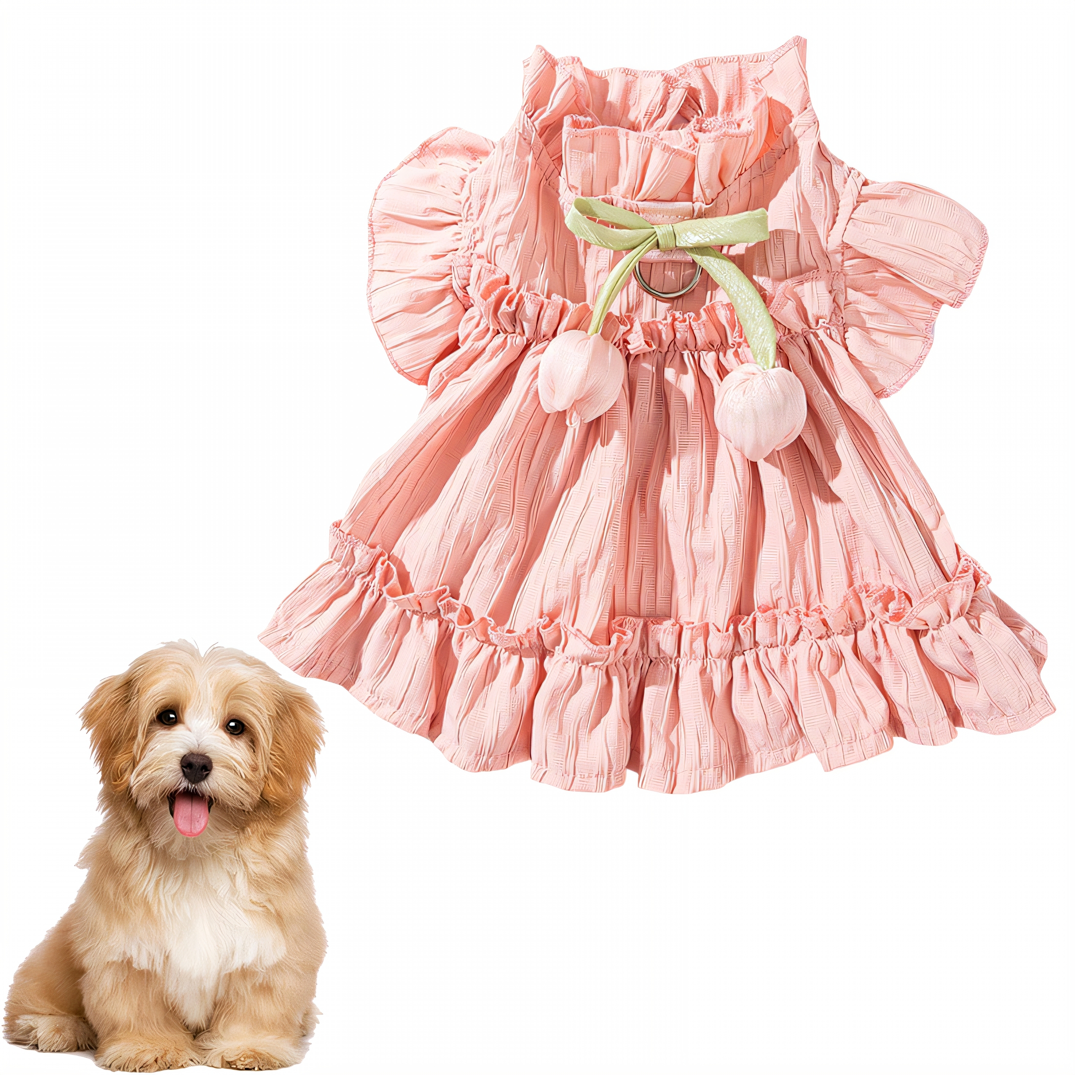 GASTROPOD Dog Dresses for Small Dogs Girl,Crepe Woven Fabric Solid ...